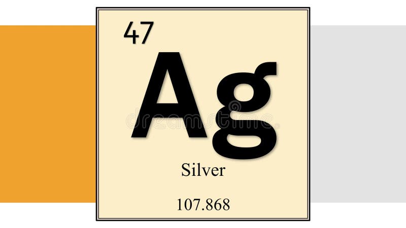 Silver Chemical Element Symbol on Orange Gray Colored Solid Background ...