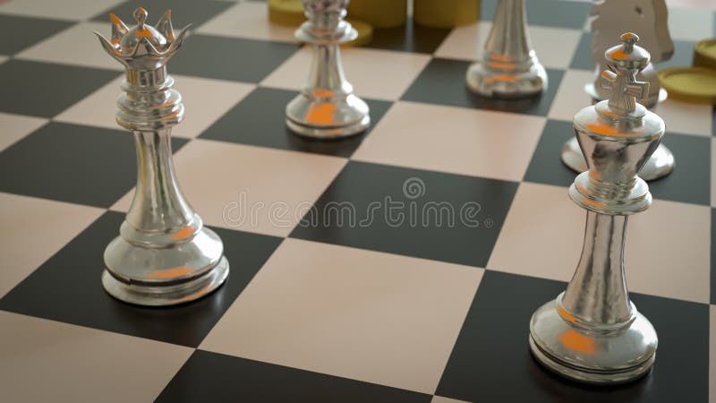 The Silver Chess on Board for Business or Board Game Concept 3d ...