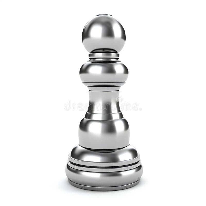 Silver Chess King and Pawns with Defeated Black Pawn, White Background ...