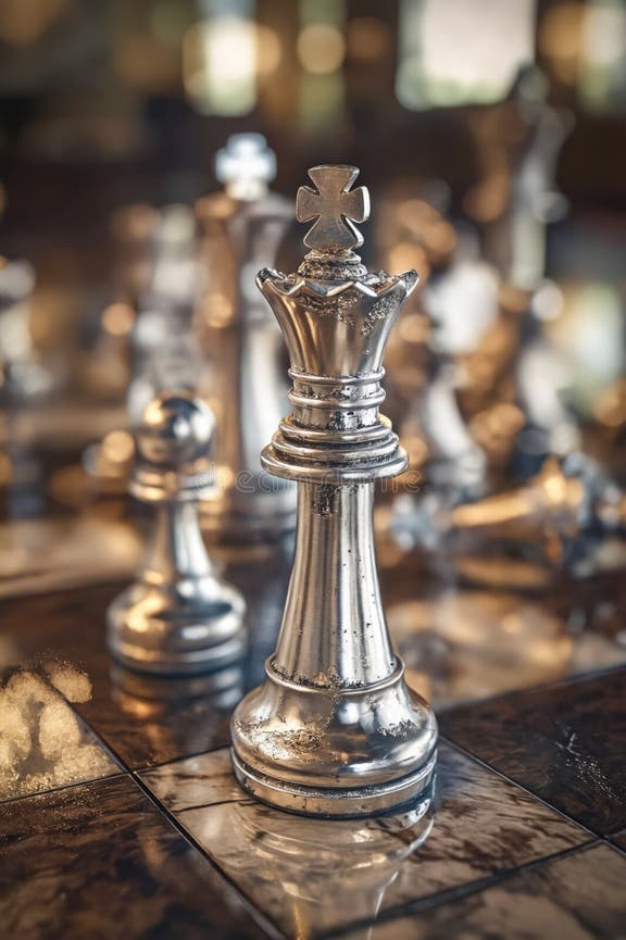A Silver Chess Piece Sitting on Top of a Chess Board. Generative AI ...