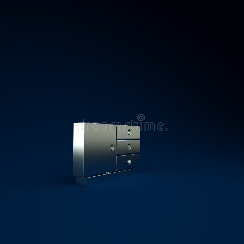 Silver Chest of Drawers Icon Isolated on Blue Background. Minimalism ...