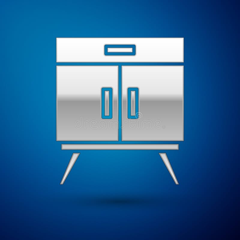 Silver Chest of Drawers Icon Isolated on Blue Background. Vector Stock ...