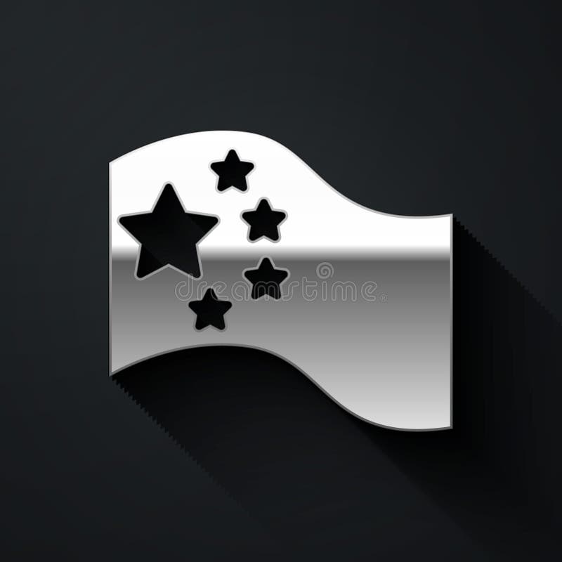 Silver China Flag Icon Isolated on Black Background. Long Shadow Style ...
