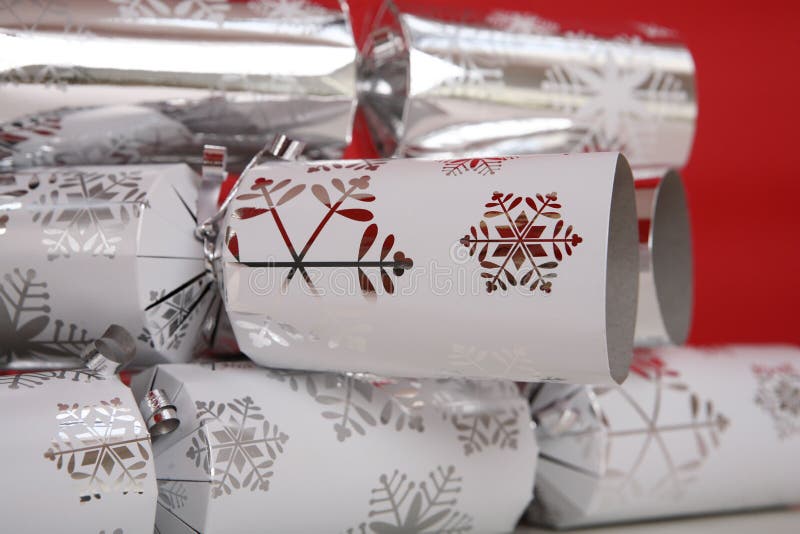 Silver Christmas Crackers. Conceptual Image Stock Photo - Image of shot ...