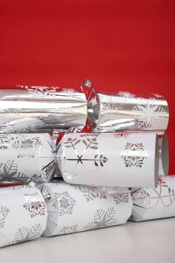 Silver Christmas Crackers. Conceptual Image Stock Image - Image of ...
