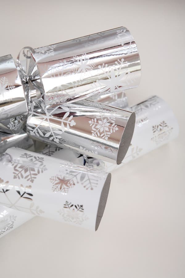 Silver Christmas Crackers. Conceptual Image Stock Photo - Image of ...