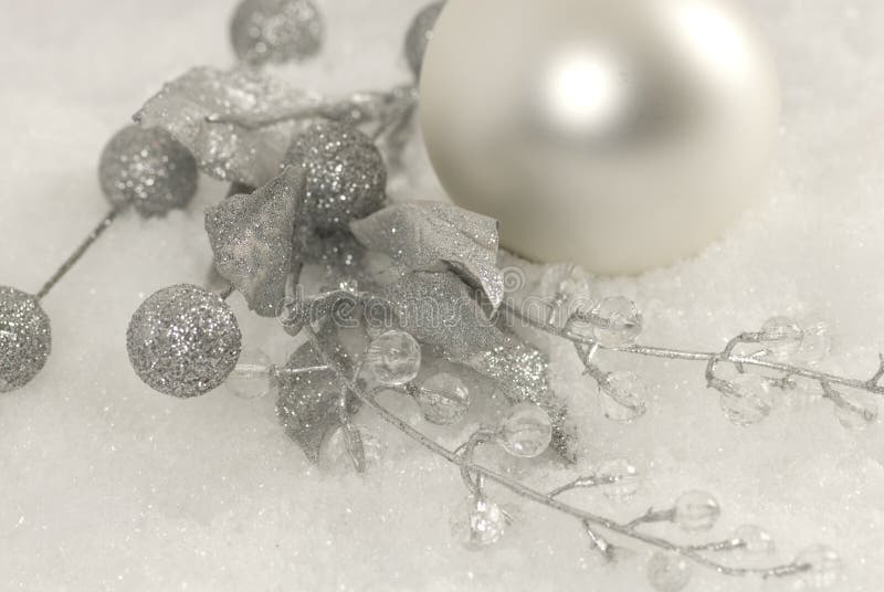 Silver Christmas Decoration Stock Image - Image of glass, snow: 3590187