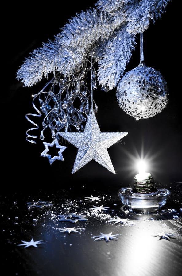 Silver Christmas Decorations Stock Image - Image of celebration, glass ...