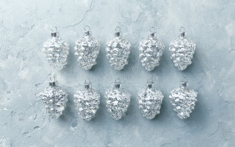 Silver Christmas Balls Tied with Silver String Stock Photo - Image of ...