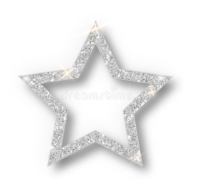 Silver Glitter Star Vector Isolated. Silver Sparkle Luxury Design ...