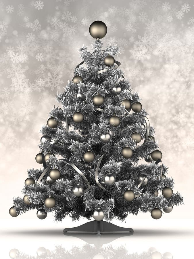 Silver Christmas tree stock illustration. Illustration of season - 28101189