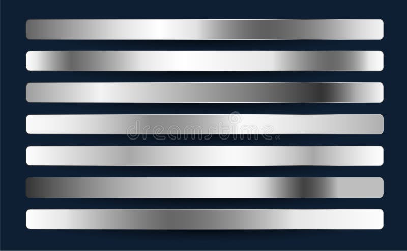 Silver Chrome Platinum or Aluminium Metallic Gradients Set Stock Vector ...