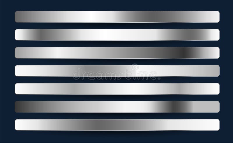Silver Chrome Platinum Aluminium Metallic Gradients Set Stock Vector ...