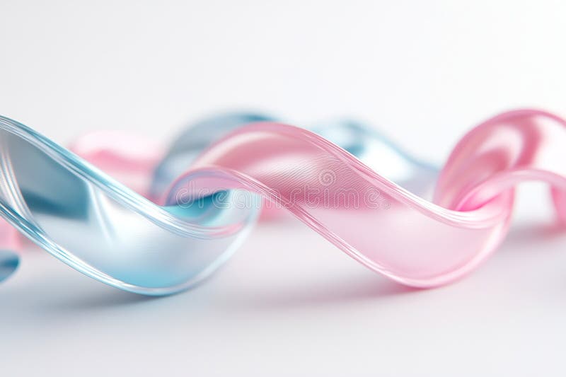 Silver and Chrome Ribbons Intertwine with Glowing Blue and Magenta ...