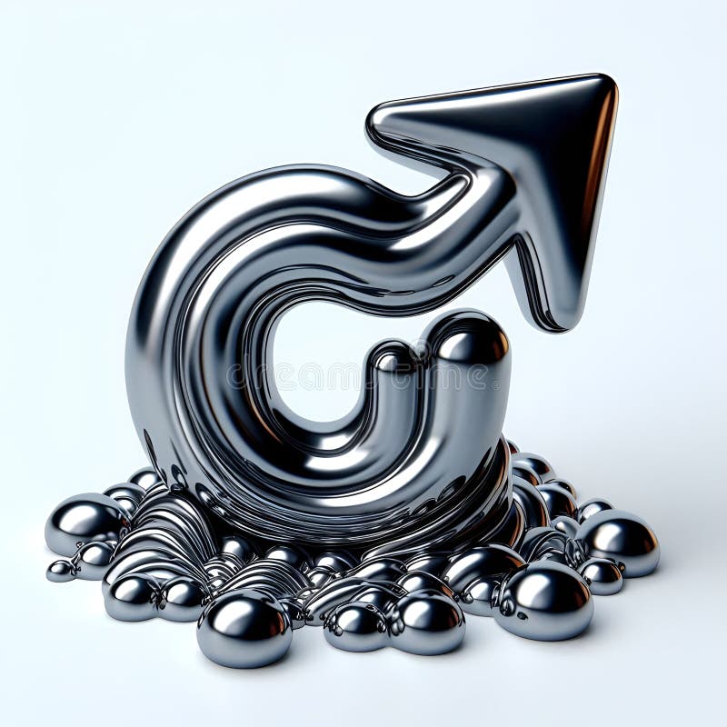 Silver Chrome Shiny Metallic Arrow Pointer Cursor Direction 3d Liquid ...