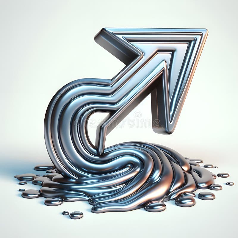 Silver Chrome Shiny Metallic Arrow Pointer Cursor Direction 3d Liquid Font White Background ...