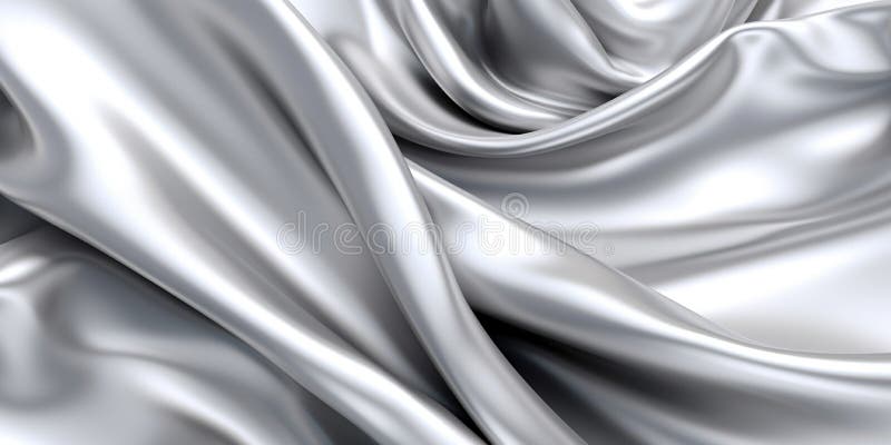 Silver Chrome Color Silk Satin Background Elegant Wavy Fold Style Stock ...