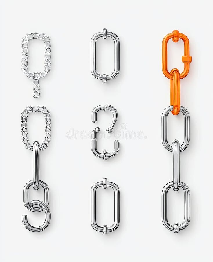 A Silver, Chrome, or Steel Chain with Both Whole and Broken Links ...