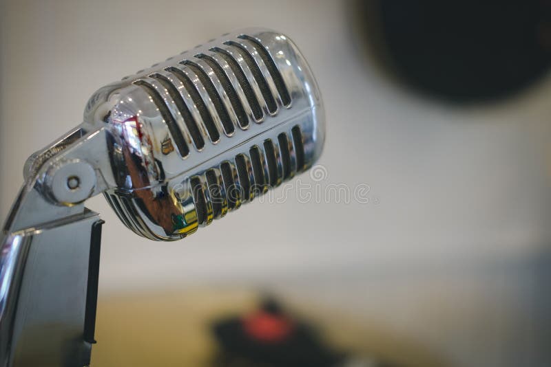 Silver Chrome Vintage Microphone Editorial Photo - Image of performance ...