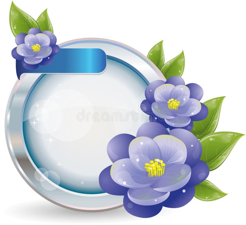 Silver Circle Frame with Violet Flowers Stock Vector - Illustration of ...