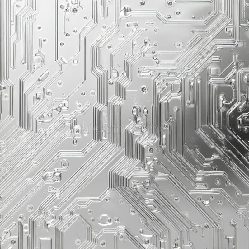 Silver Circuit Board Showing Intricate Network of Connectors and ...