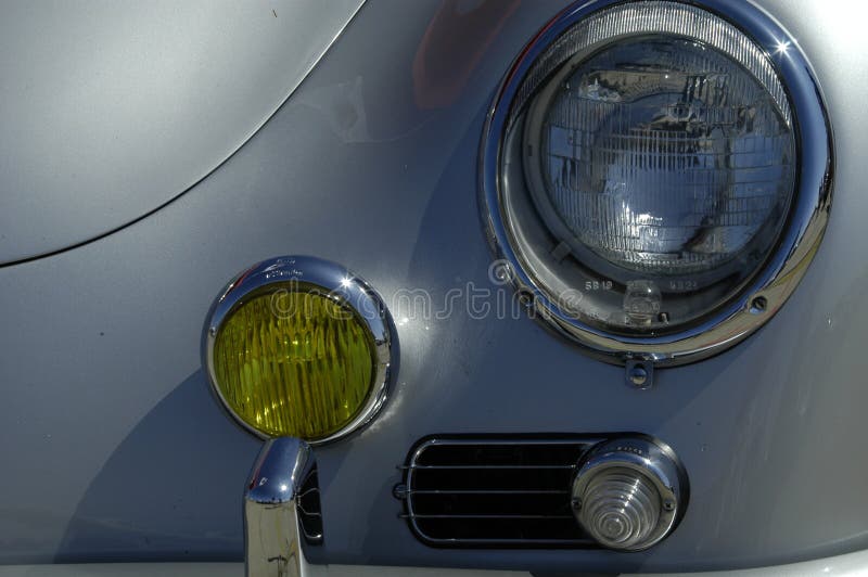 Silver Classic Car Headlight with Chrome Stock Image - Image of ...