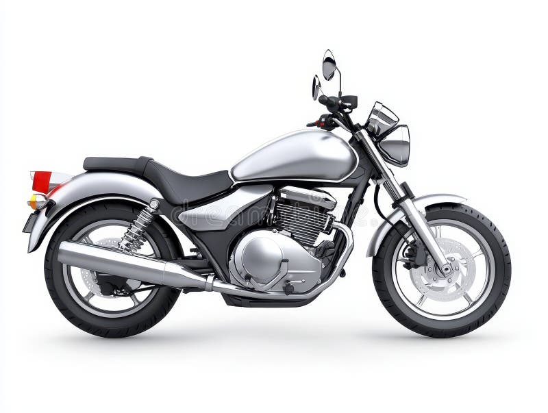 Silver Classic Cruiser Motorcycle Studio Shot Stock Illustration ...