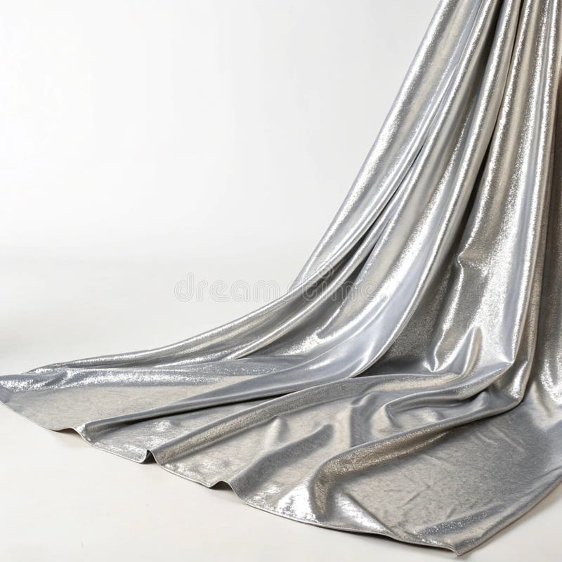 Silver Cloth Flowing Isolated on White Background Stock Illustration ...