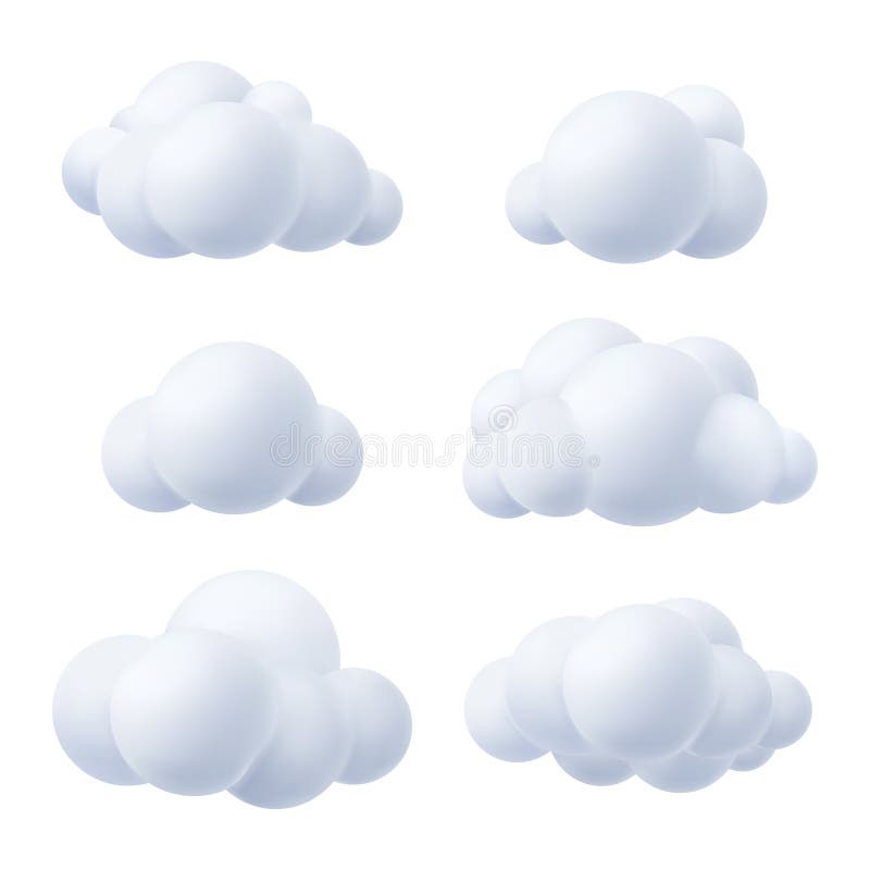 Silver Clouds. Outdoor Weather Realistic Visualisation Fluffy Plastic ...