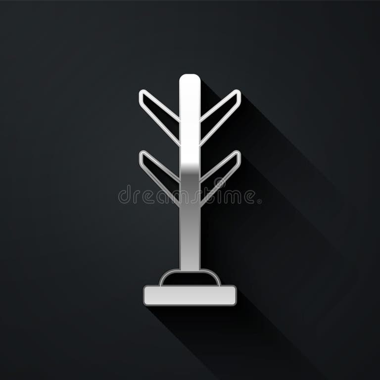 Silver Coat Stand Icon Isolated on Black Background. Long Shadow Style ...