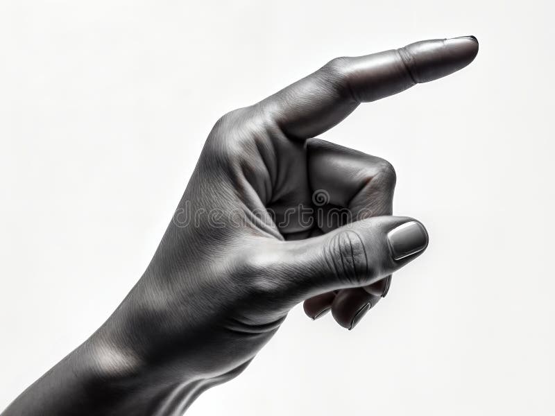 Silver Coated Female Hand with Finger Pointing To Right of Her Hand ...