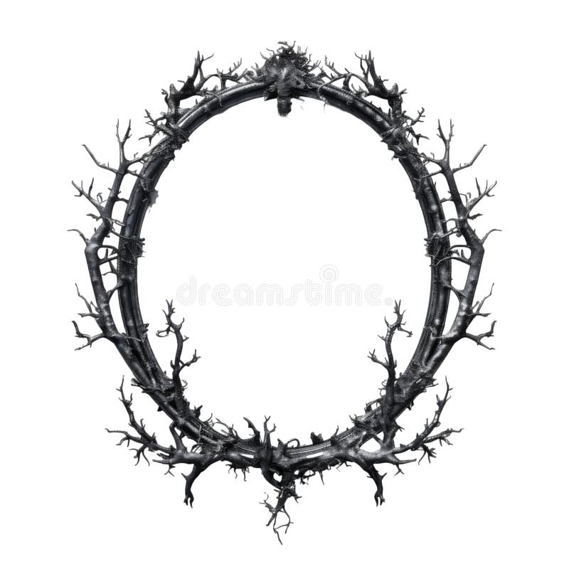 Silver-coated Twisted Branch Oval Frame Stock Image - Illustration of ...