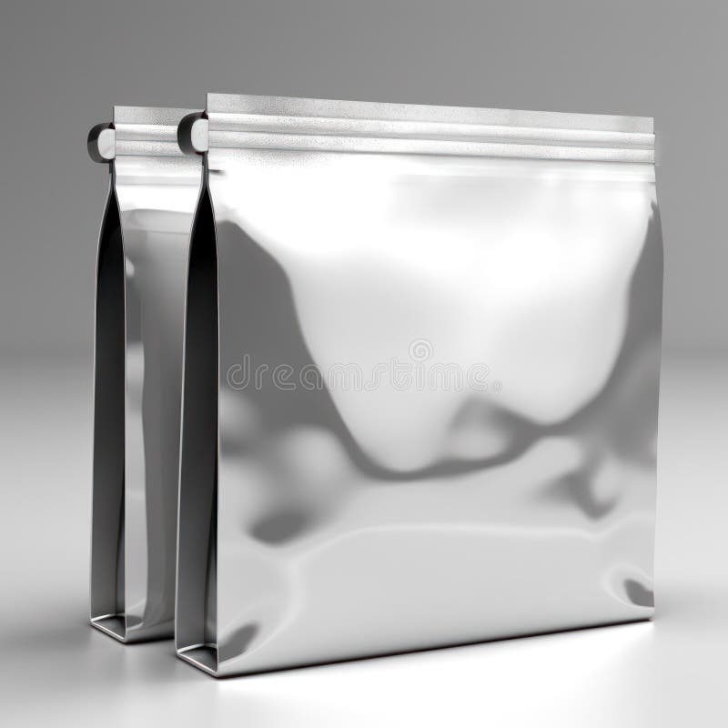Silver Coffee Packaging Mockup with Copy Space Stock Illustration ...