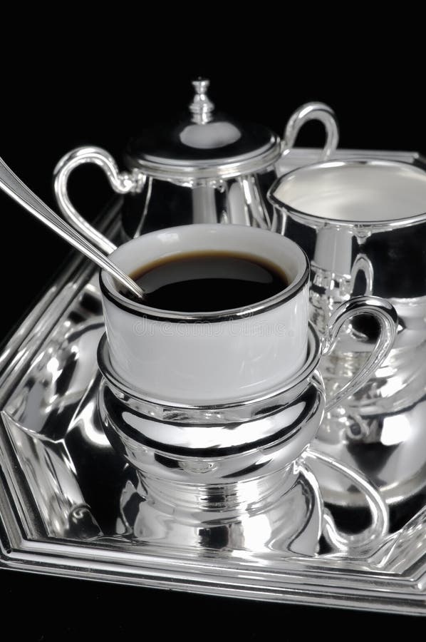Silver coffee set stock image. Image of contrast, tray - 7900563