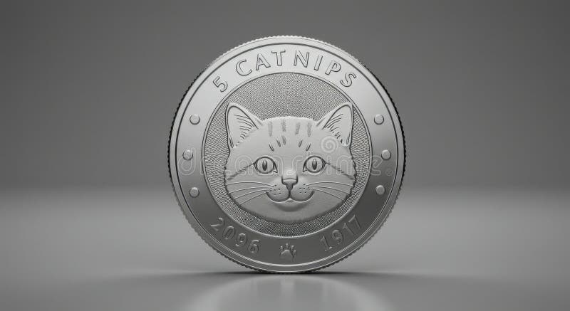 Silver Coin with Cat Face Minted in 2096 Design Stock Photo - Image of ...