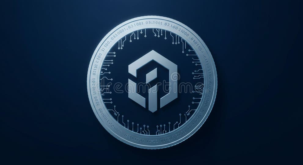 A Silver Coin Design Features a Geometric Logo Centrally Placed. the ...