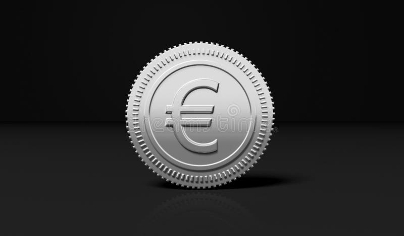 Silver Coin with Euro Symbol Stock Illustration - Illustration of black ...
