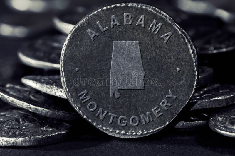 Silver Coin with Map of Alabama Stock Illustration - Illustration of ...