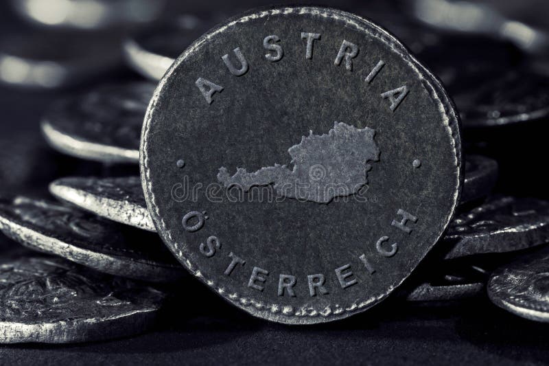 Silver Coin with Map of Austria Stock Illustration - Illustration of ...