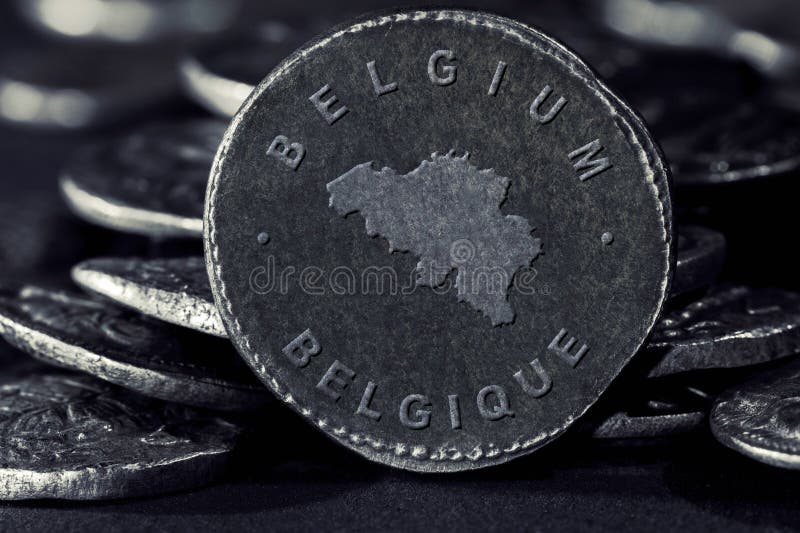 Silver Coin with Map of Belgium Stock Illustration - Illustration of ...