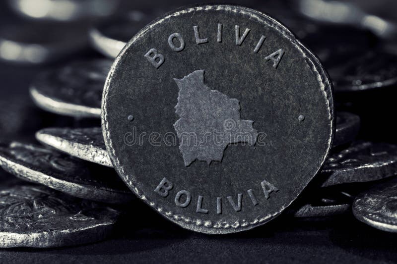 Silver Coin with Map of Bolivia Stock Illustration - Illustration of ...
