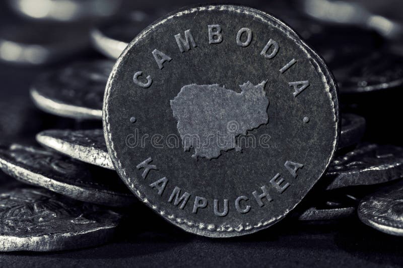 Silver Coin with Map of Cambodia Stock Illustration - Illustration of ...