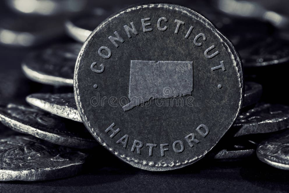 Silver Coin with Map of Connecticut Stock Illustration - Illustration ...