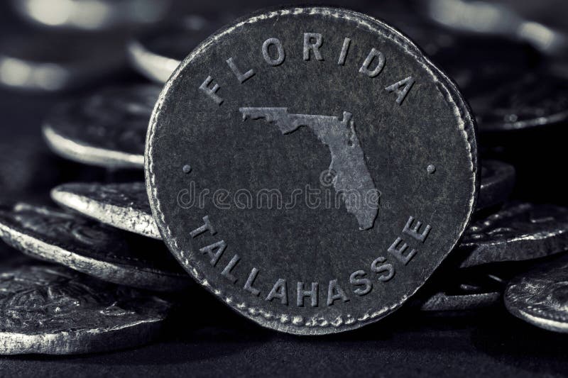 Silver Coin with Map of Florida Stock Illustration - Illustration of ...