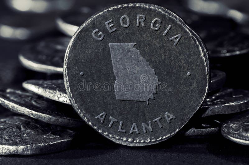 Silver Coin with Map of Georgia Stock Illustration - Illustration of ...