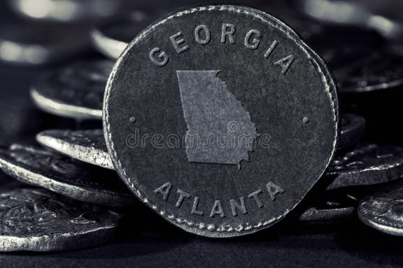 Silver Coin with Map of Georgia Stock Illustration - Illustration of ...