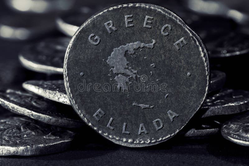 Silver Coin with Map of Greece Stock Illustration - Illustration of ...