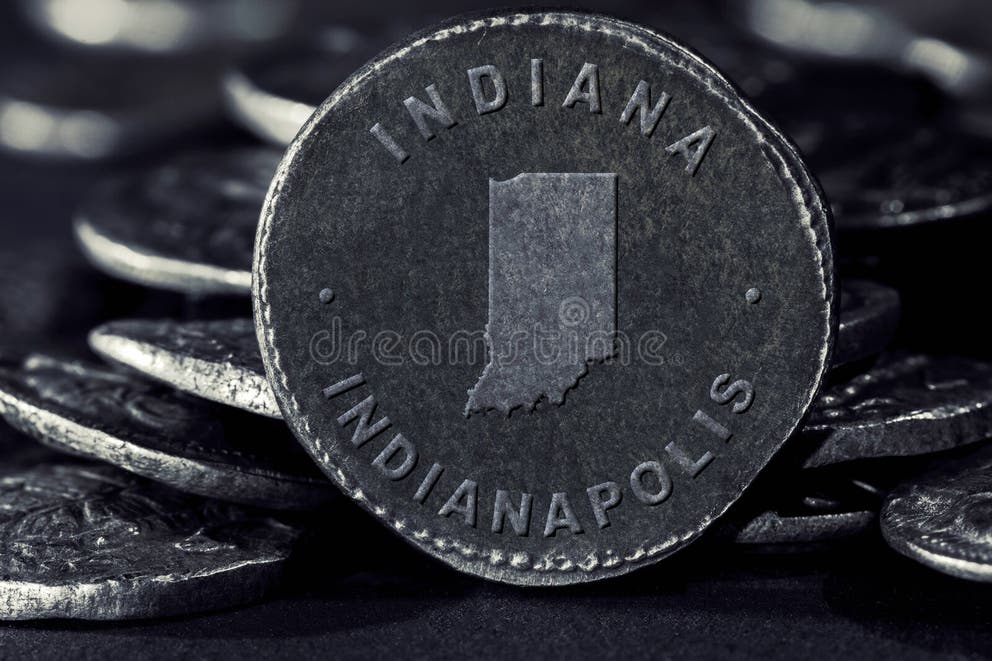 Silver Coin with Map of Indiana Stock Illustration - Illustration of ...