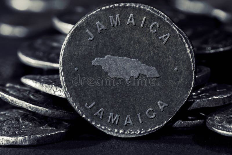 Silver Coin with Map of Jamaica Stock Illustration - Illustration of ...