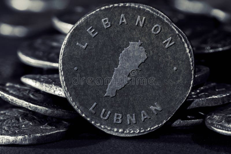 Silver Coin with Map of Lebanon Stock Illustration - Illustration of ...